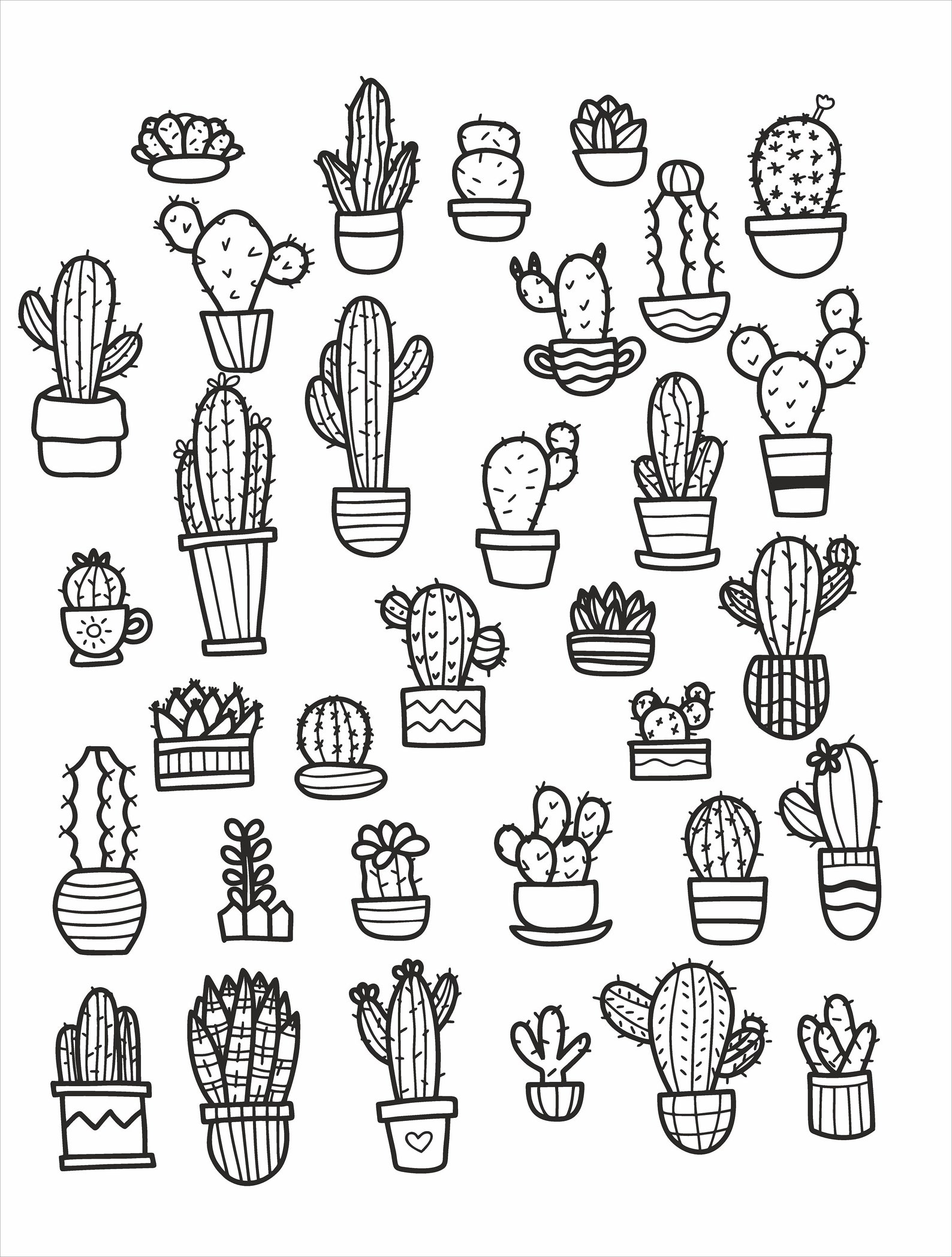 Cactus Set. Cactus Panel. Cactus in Pot Wall Art. Succulent in Pot ...