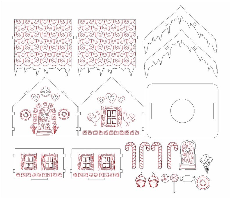 Ginger House. Vector Files, for Laser Cut, Cnc, Digital Files CDR, DXF ...