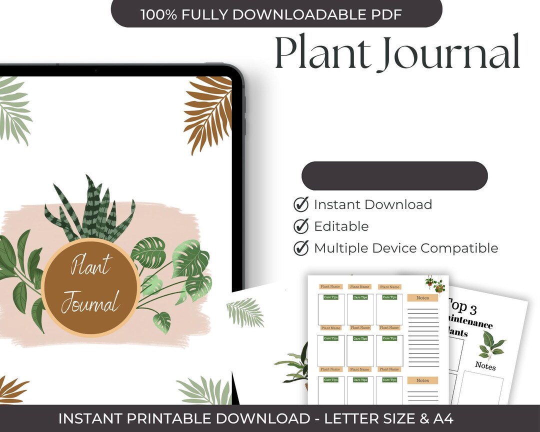 Plant Care Journal Printable | Garden Planner & Watering Schedule ...
