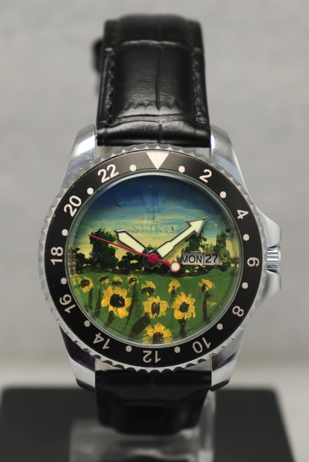 Hand Painted Seiko Watch Sunflower Serenade Bespoke Hand Painted Watch ...