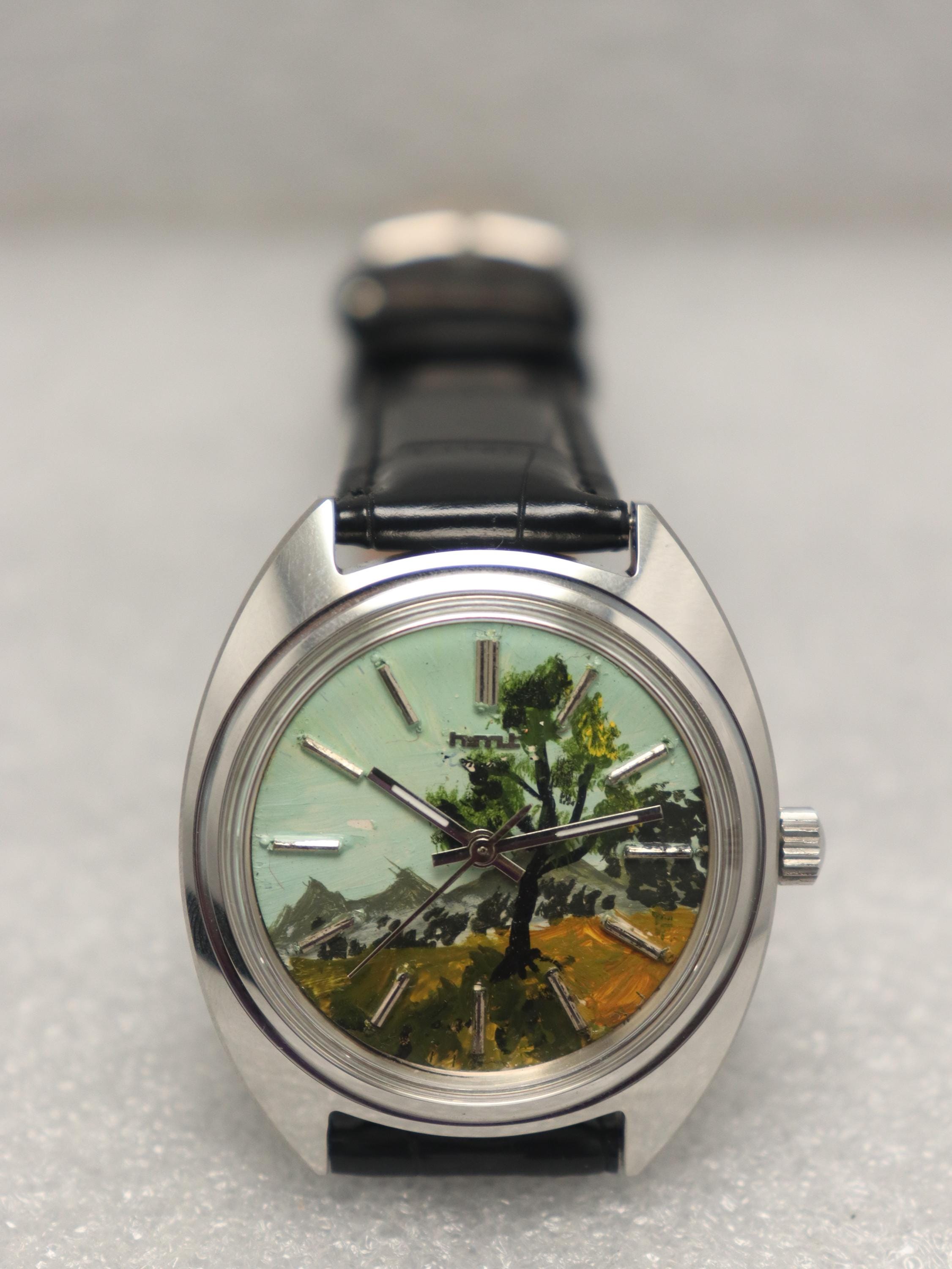 Handcrafted HMT Kohinoor Art Watch: Acrylic Landscape, Vintage ...