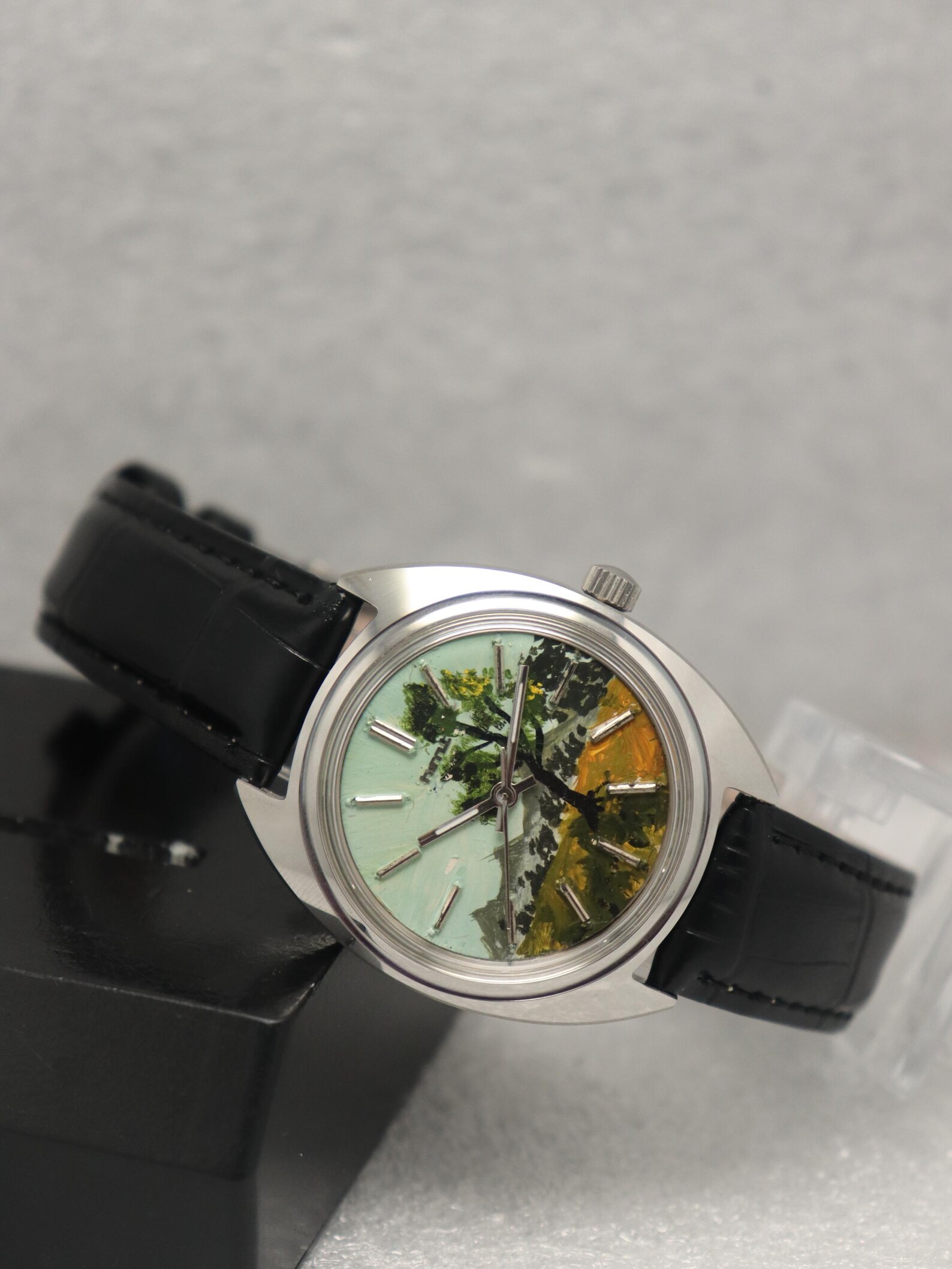 Handcrafted HMT Kohinoor Art Watch: Acrylic Landscape, Vintage ...