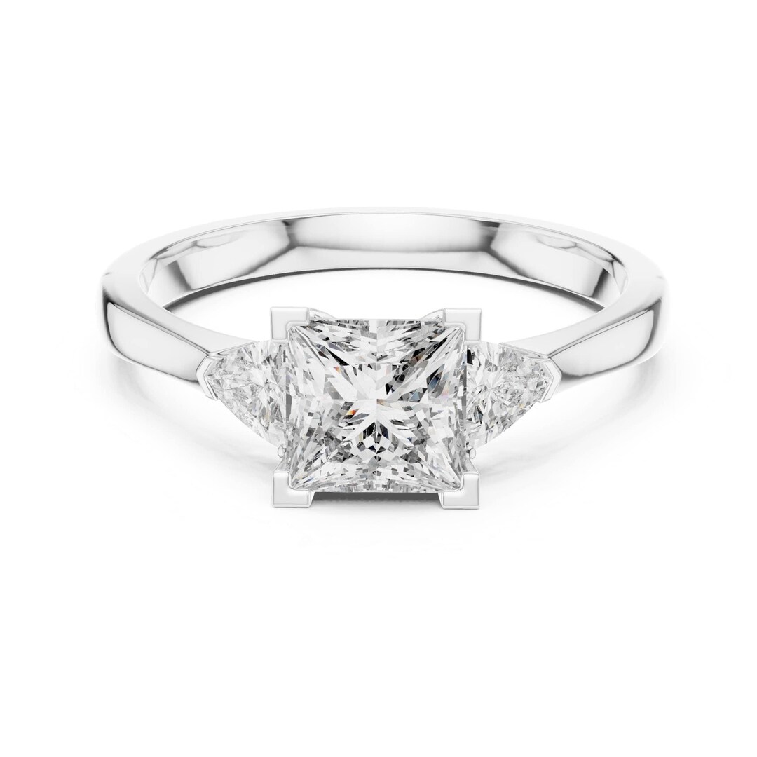 Princess Cut With Trillion Side Stones