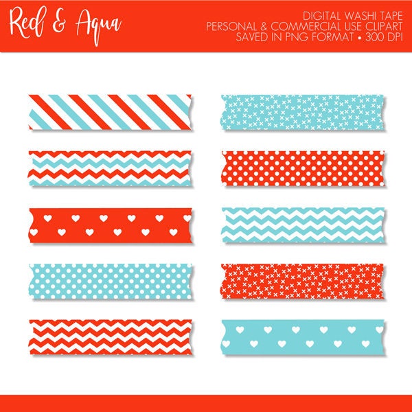 Aqua Red Chevron - Etsy