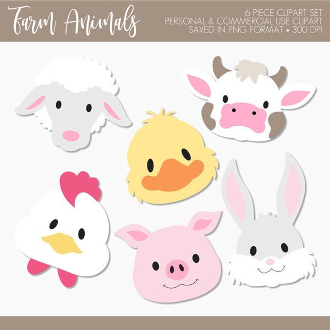 Farm Animals Clipart,farm Clipart,animal Faces Clip Art,cow Clipart ...