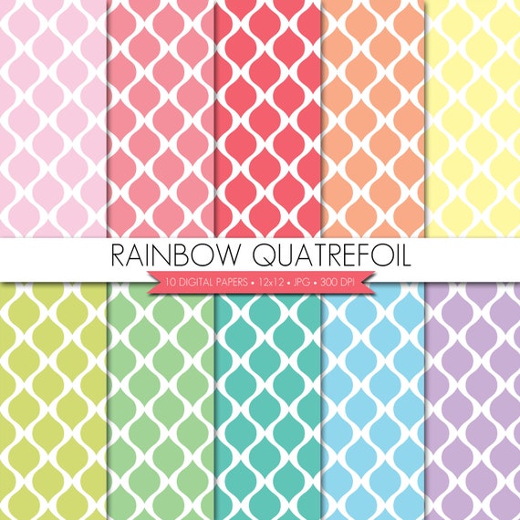 Rainbow Digital Paper,Quatrefoil Digital Paper,Moroccan Digital Paper ...