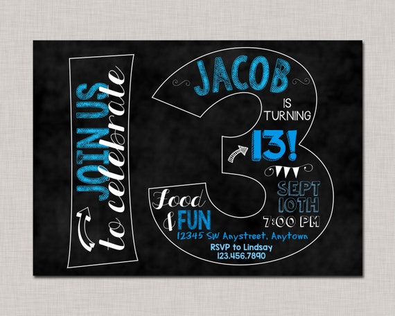 13th Birthday Invitation 13th Birthday Invitation For Boys 13th 