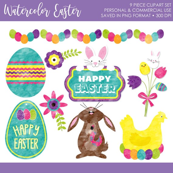 Watercolor Easter Clipart,Easter Clip Art,Spring Clipart,Easter Flower ...