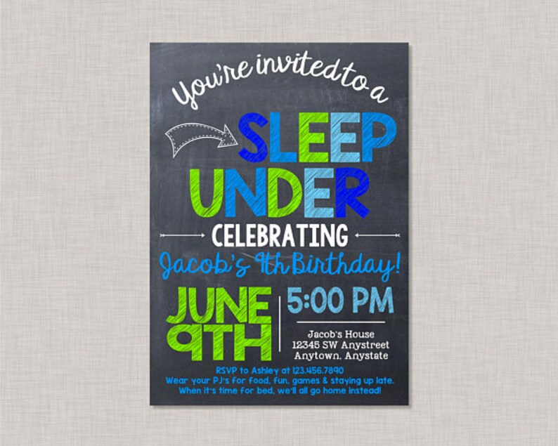 Sleep Under InvitationBoy Sleepover InviteBoy Sleepover | Etsy