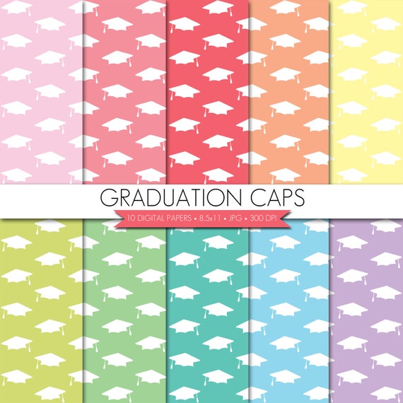8.5 x 11 Graduation Digital Paper,Graduation Caps Digital Paper,School ...