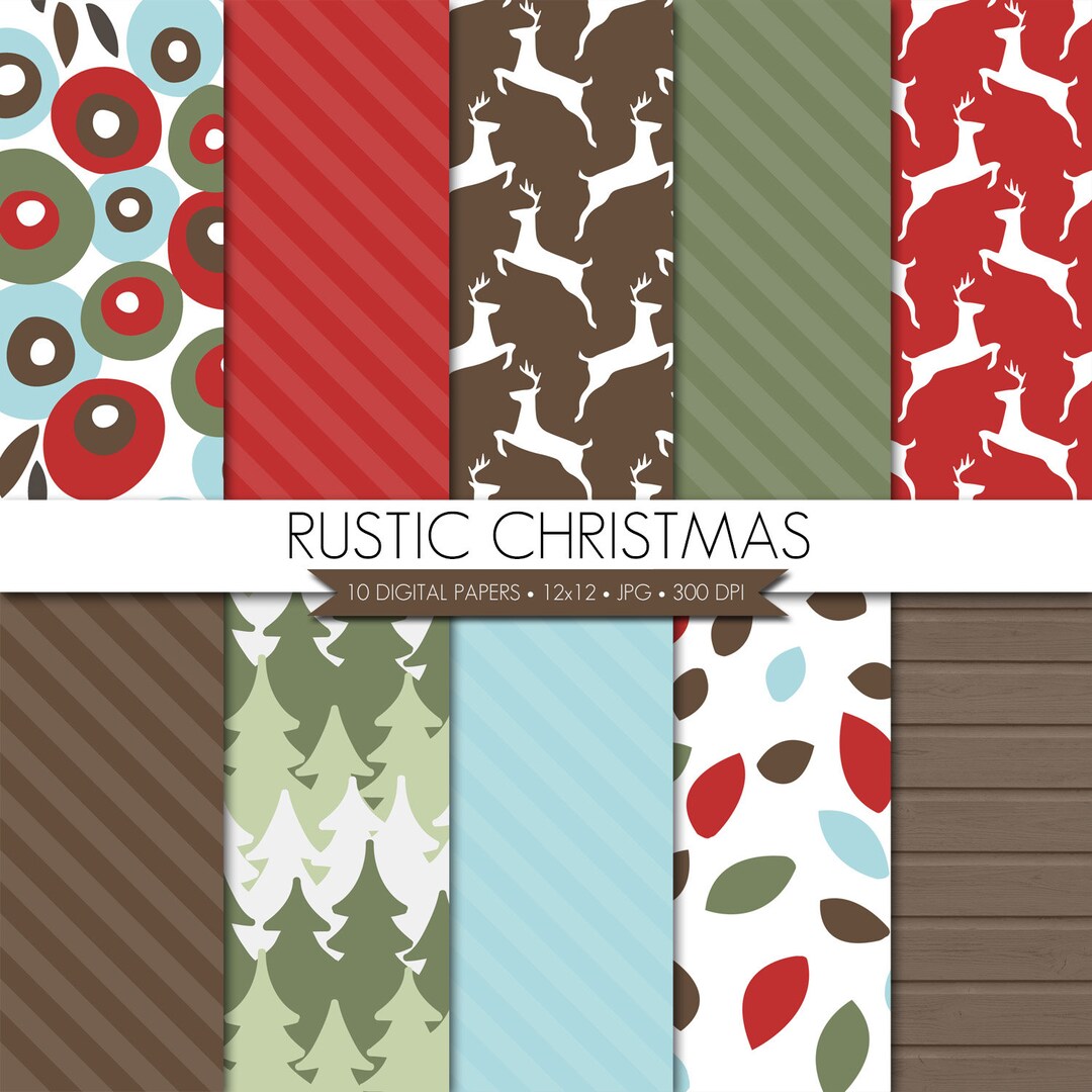 Christmas Digital Paper,rustic Christmas Digital Paper,reindeer Digital ...