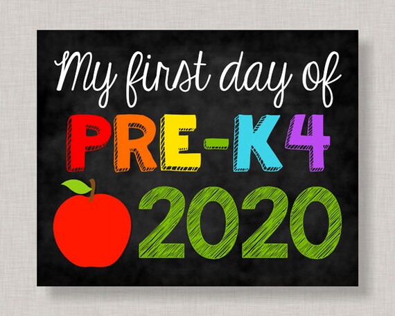 First Day of Pre K4 Sign,First Day of 4 Year Old Preschool,First Day of ...