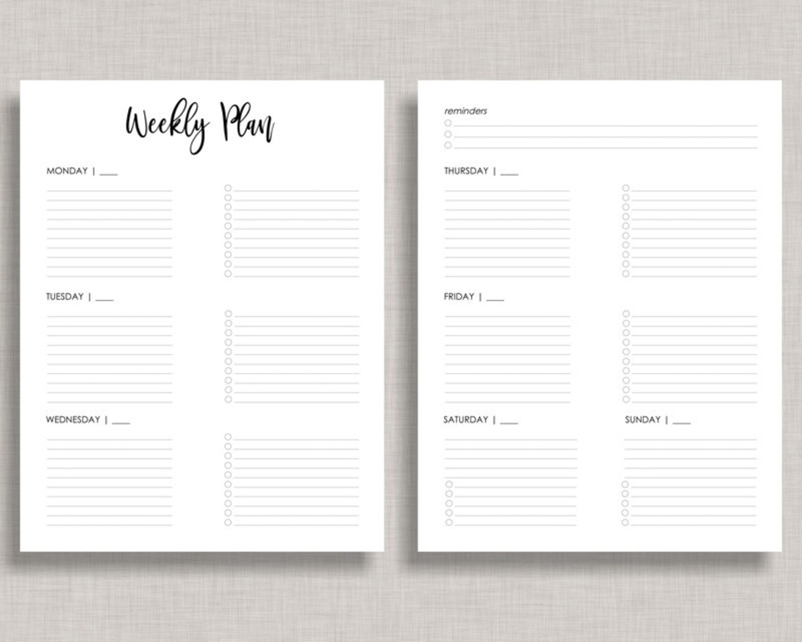 Non Dated Plannerprintable Planner Weekly and Monthlyplanner | Etsy