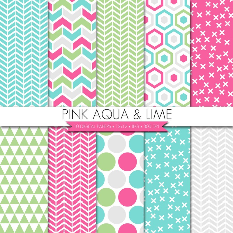 Pink Aqua Lime Green - Etsy