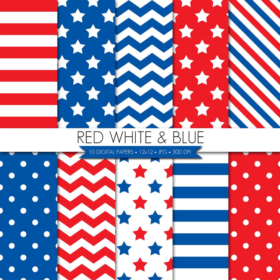 Red White Blue Digital Paper,4th of July Digital Paper,4th of July ...