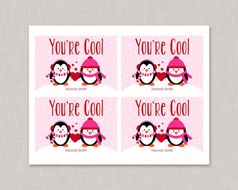 Valentine Classroom Cardspenguin Valentine Cardclassroom - Etsy