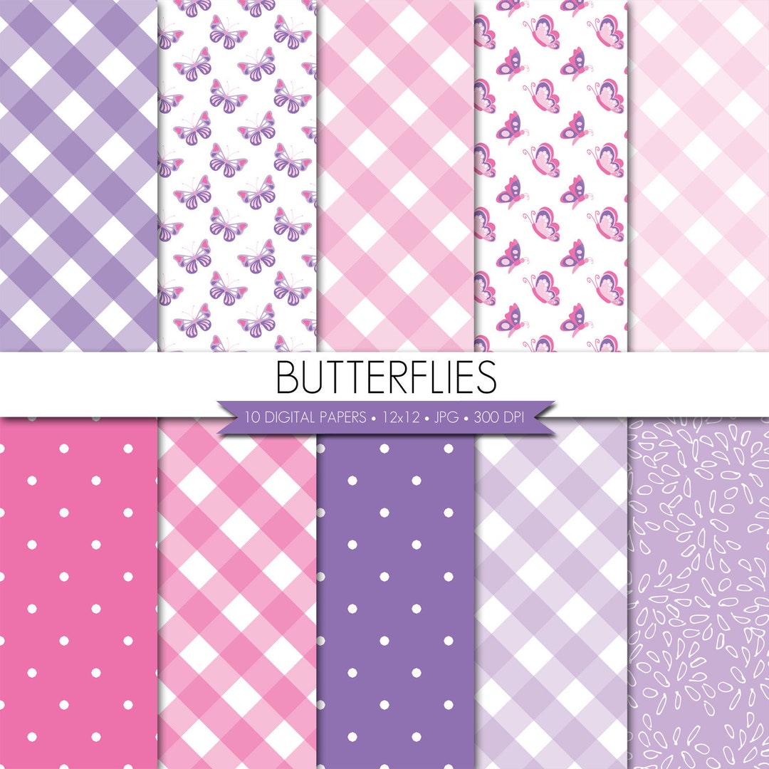 Butterfly Digital Paper,butterfly Patterned Paper,butterfly Paper,pink ...
