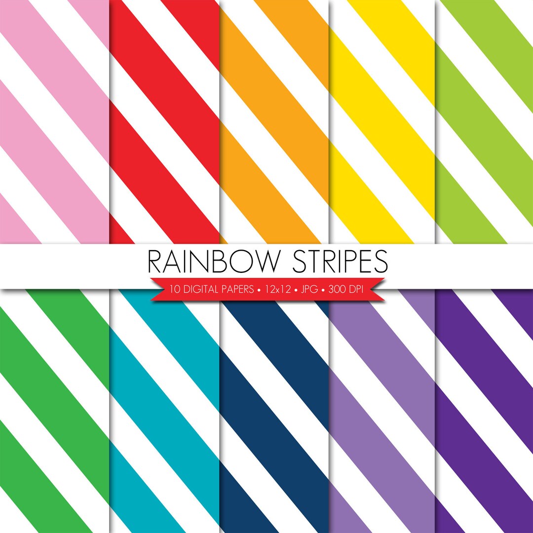 Wide Stripes Digital Paper,stripes Digital Paper,diagonal Stripes ...