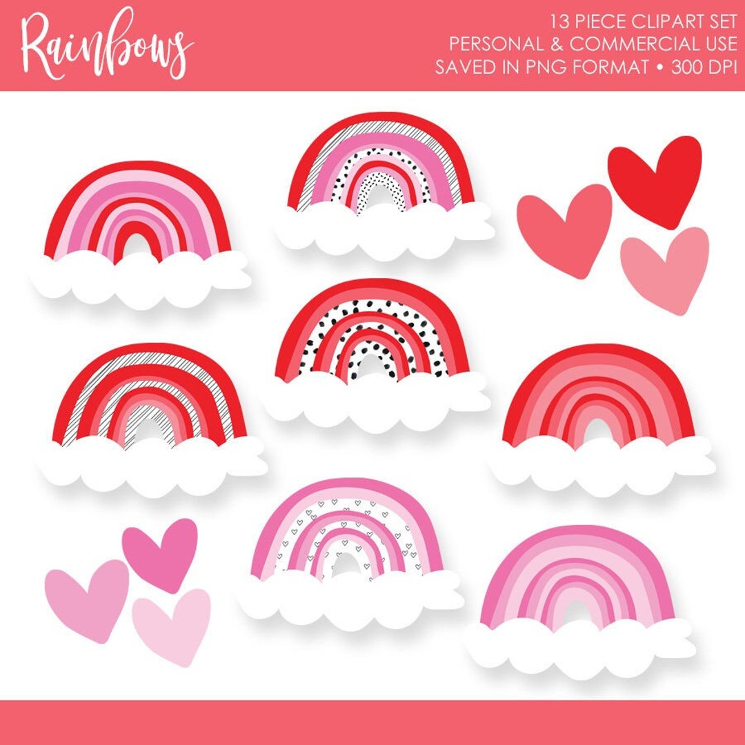 Rainbow Clipart,valentine Rainbow Clipart,valentine Clipart,red Rainbow ...