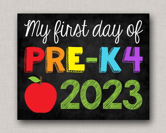 First Day of Pre K4 Sign,First Day of 4 Year Old Preschool,First Day of ...