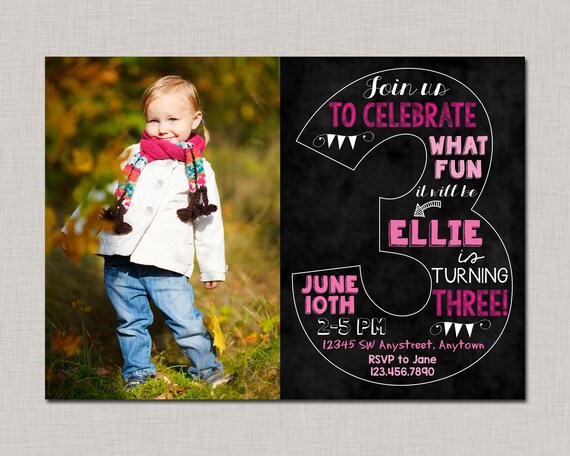 Third Birthday Invitation, 3rd Birthday Invitation, Girl Birthday ...