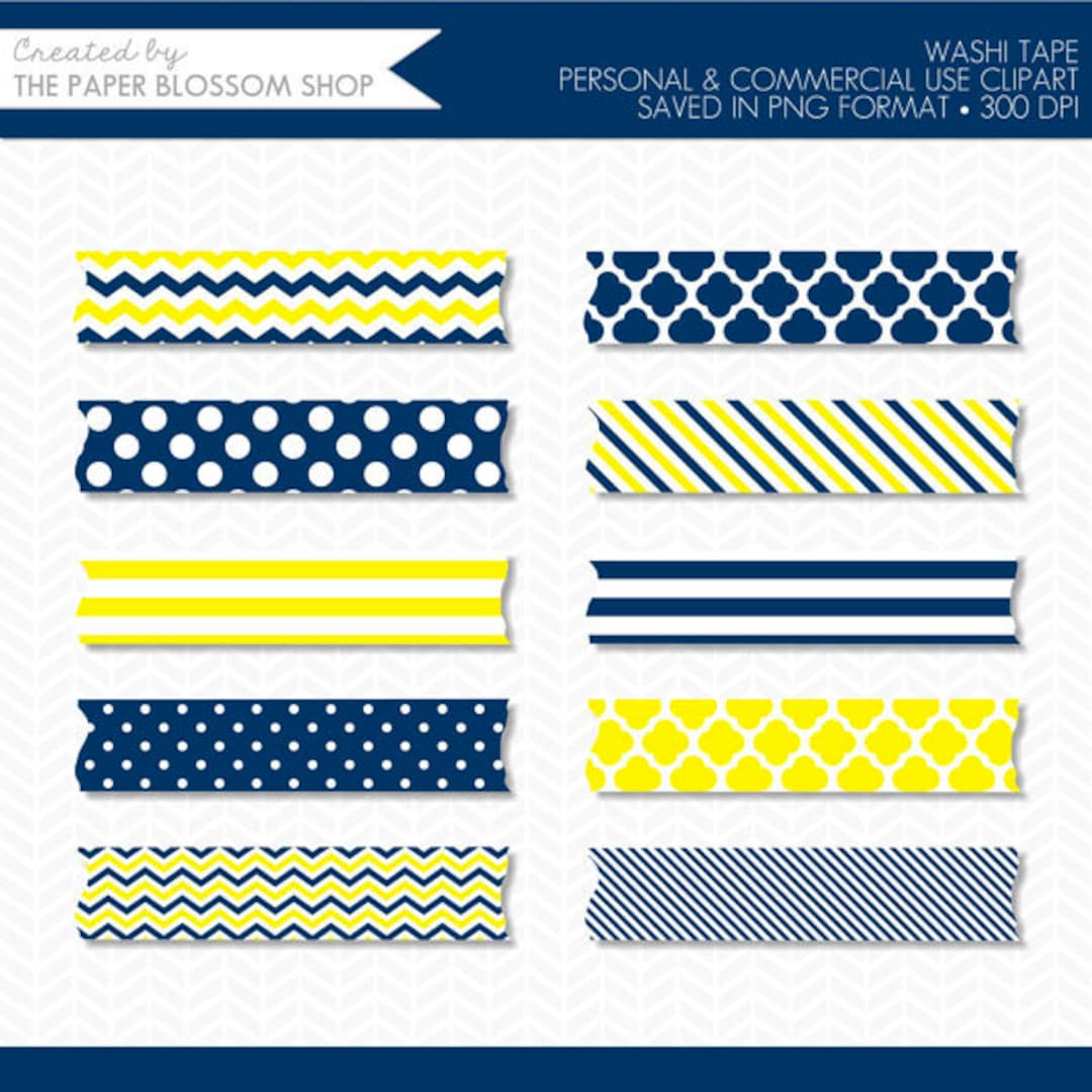 Blue Yellow Washi Tape Clipart,washi Tape Clip Art,digital Washi Tape ...