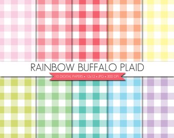 Plaid Rainbow Digital Paper - Etsy