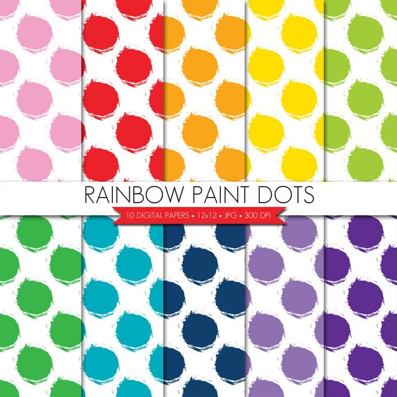 Polka Dots Digital Paper,Round Paint Stroke Digital Paper,Paint Brush ...