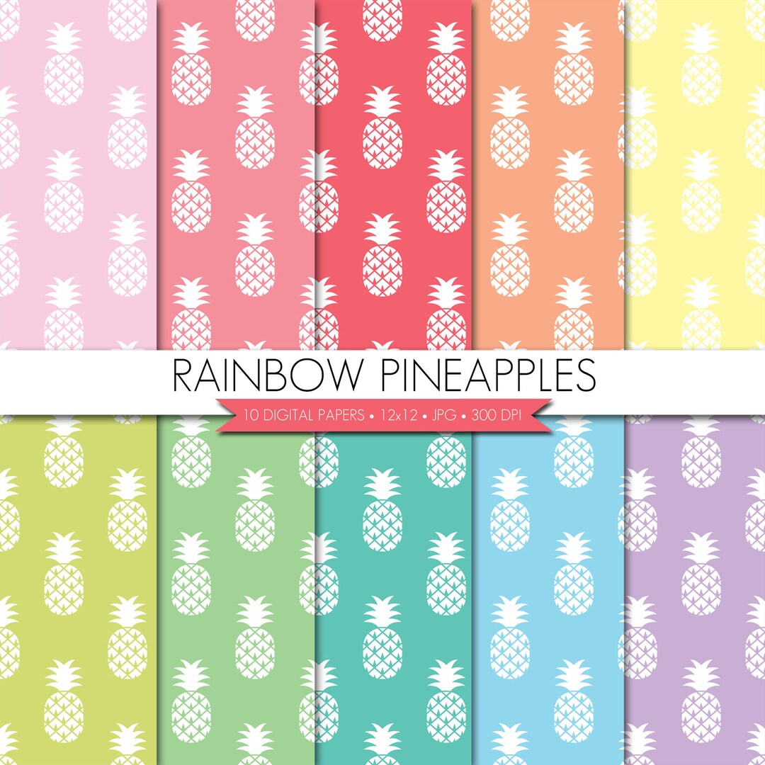 Pineapple Digital Paper,tropical Digital Paper,rainbow Digital Paper ...