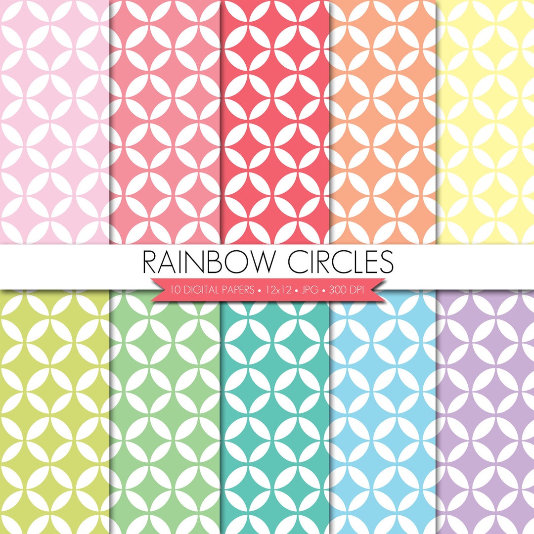 Lattice Circles Digital Paper,circles Digital Paper,rainbow Digital ...