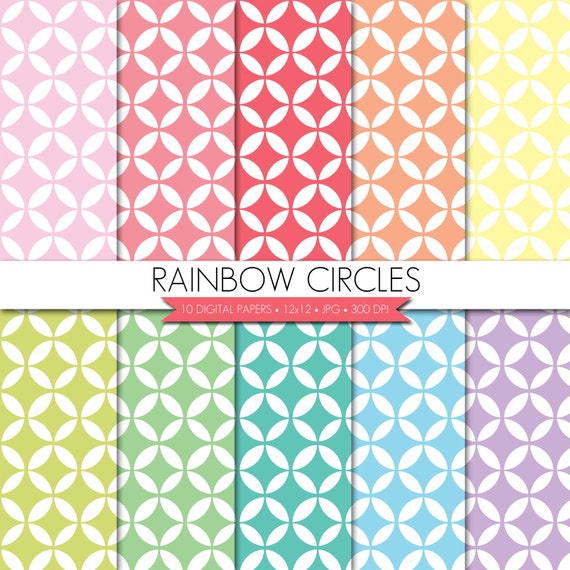 Lattice Circles Digital Paper,Circles Digital Paper,Rainbow Digital ...