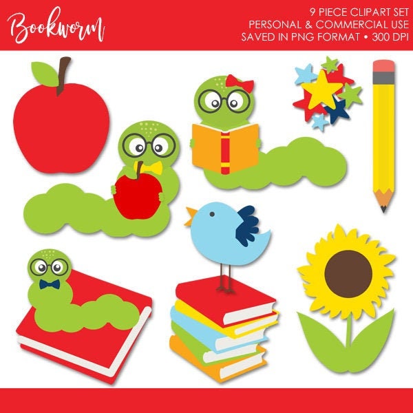 Cute Bookworm Clipart Free
