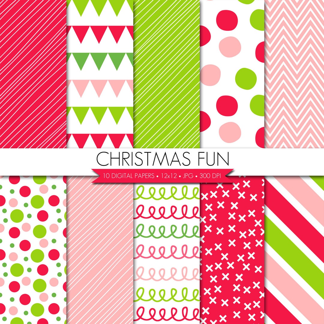 Christmas Digital Paper,red Green Pink Digital Paper,confetti Digital ...