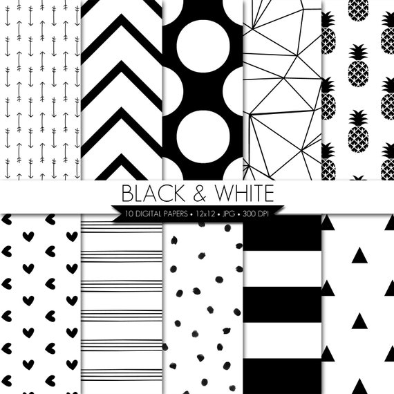 Black White Digital Paper,Minimalist Digital Paper,Black White Digital ...