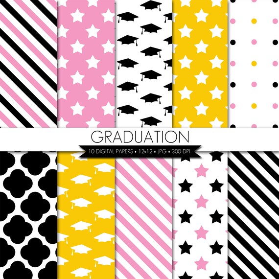 Graduation Digital Paper,Pink Black Gold Digital Paper,Graduation ...