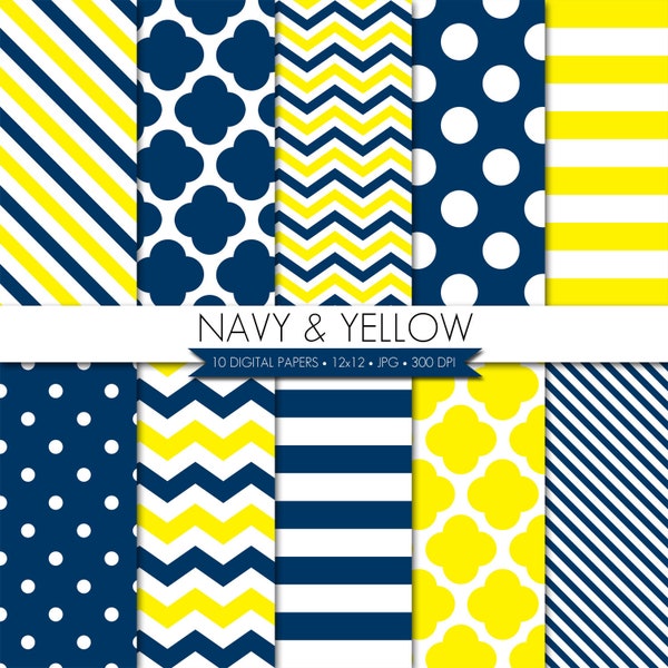 Yellow Navy Blue - Etsy
