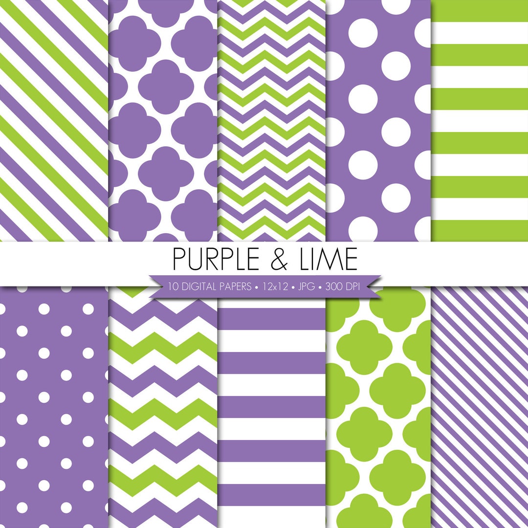 Purple Lime Green Digital Paper,purple Lime Green Digital Scrapbook ...