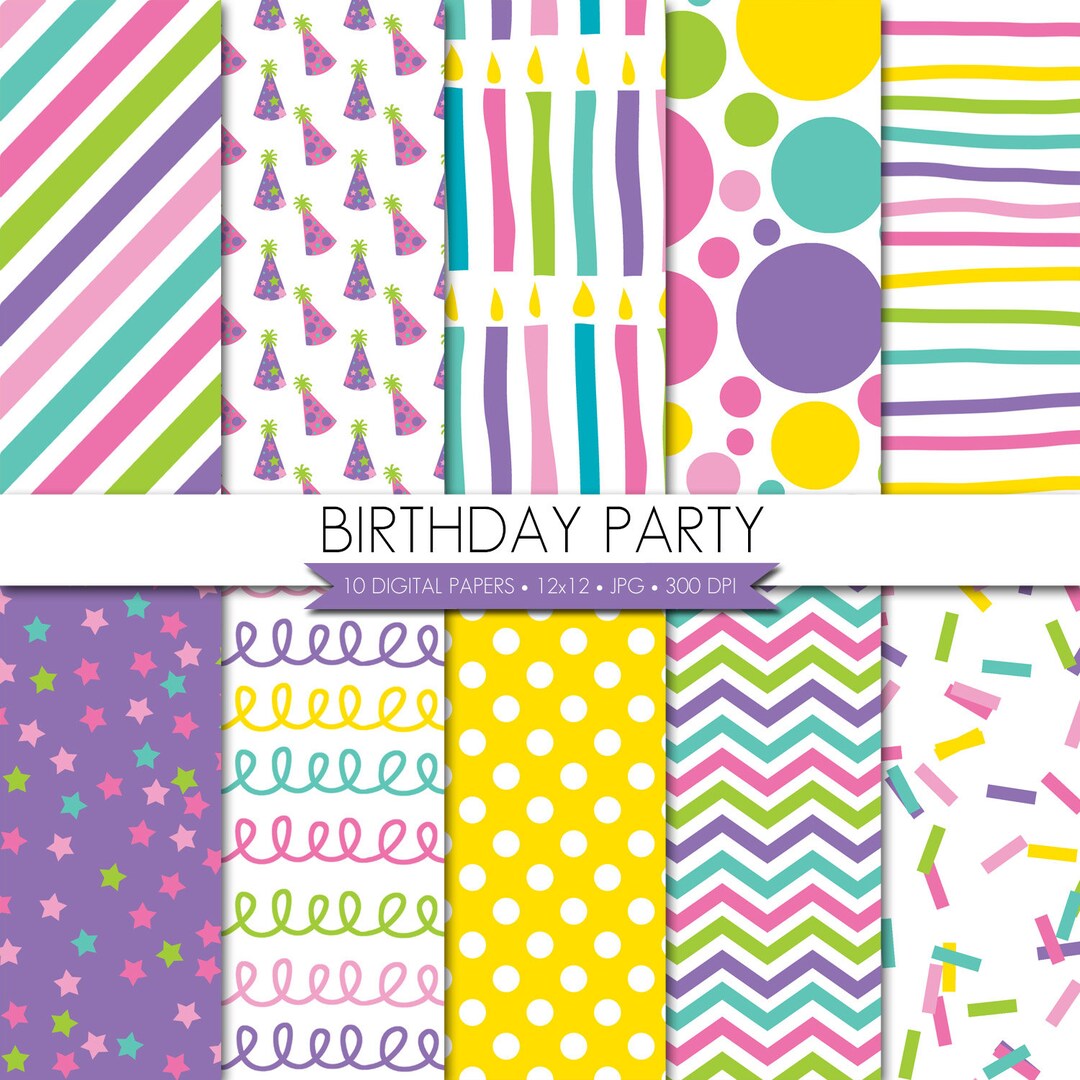 Girl Digital Paper,birthday Party Digital Paper,confetti Digital Paper ...