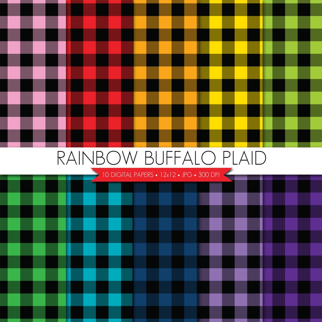 Buffalo Plaid Digital Paper,buffalo Check Digital Paper,rainbow Digital ...