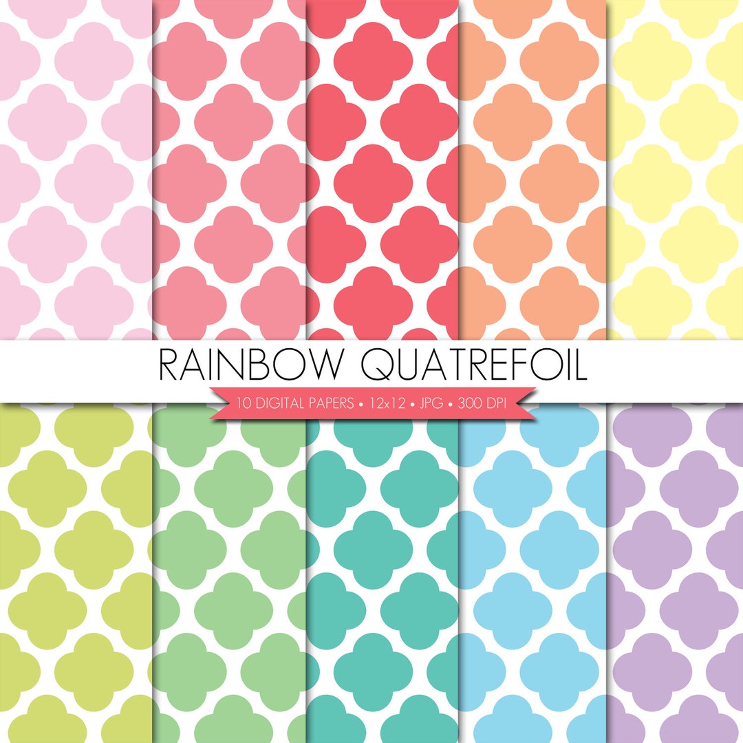 Papel digital Rainbow, Papel digital Quatrefoil, Papel digital pastel ...