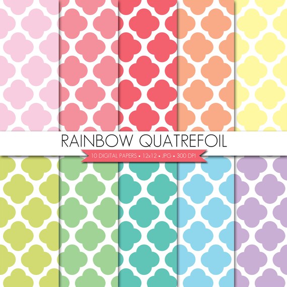 Rainbow Digital Paper,Quatrefoil Digital Paper,Pastel Digital Paper ...