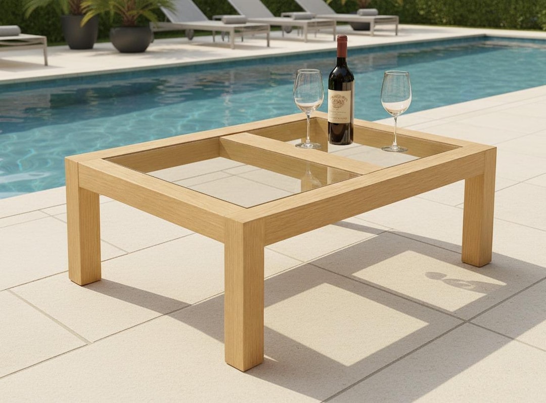 DIY Glass Top Table Plans Modern Wooden Table With Storage Shelf Step ...