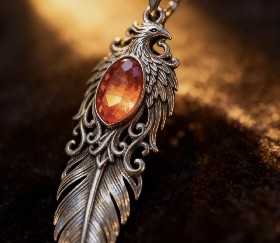 One‑of‑a‑kind Phoenix Feather Necklace – Gemstone Rebirth Pendant ...