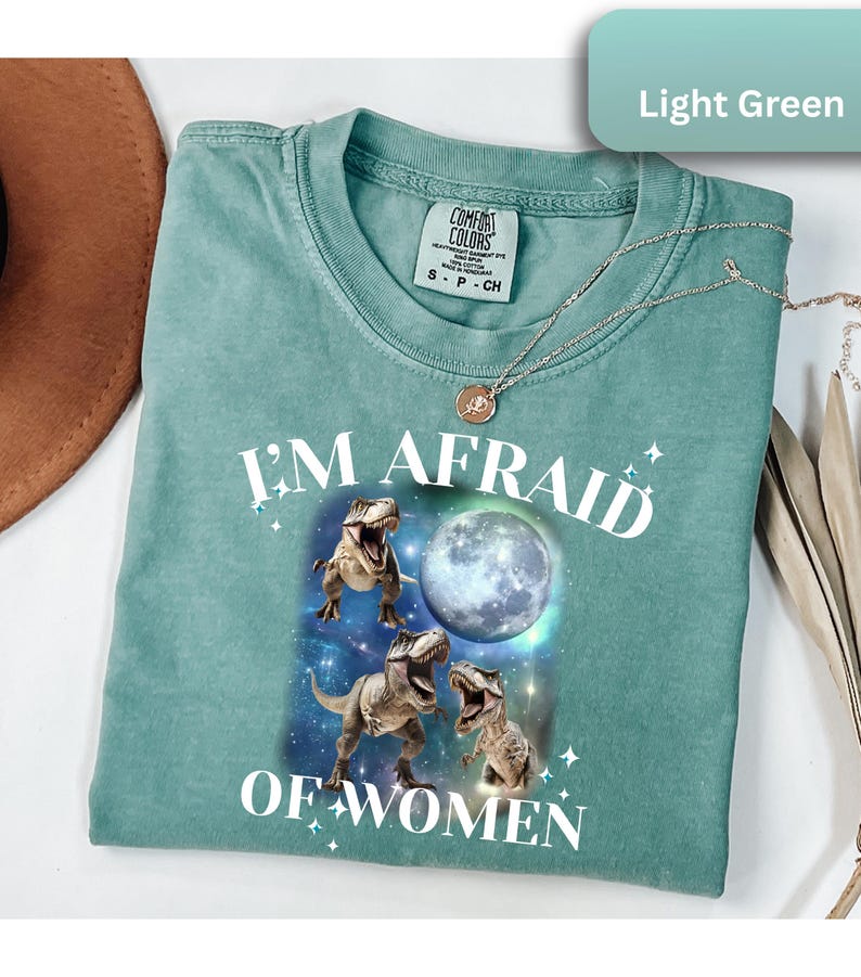 Dinosaur Meme Shirt, I'm Afraid of Women, Funny Graphic Tee - Etsy