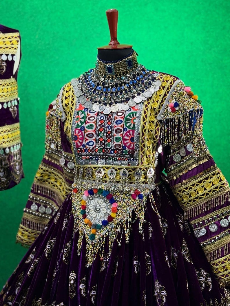 Handmade Embroidered Afghan Wedding Dress | Bridal Gown With Vest ...