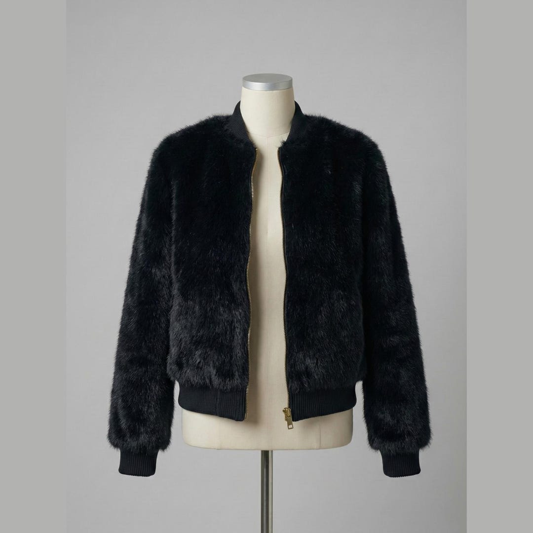 Black Mink Fur Bomber Jacket | Handmade Women's Winter Coat - Etsy