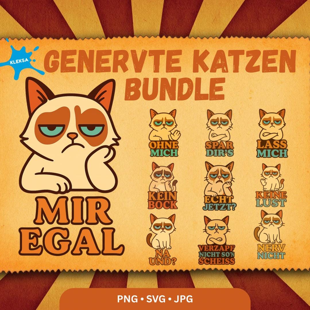 Annoyed Cat Sayings Set – 10 Funny Designs for Shirts, Mugs & Bags ...