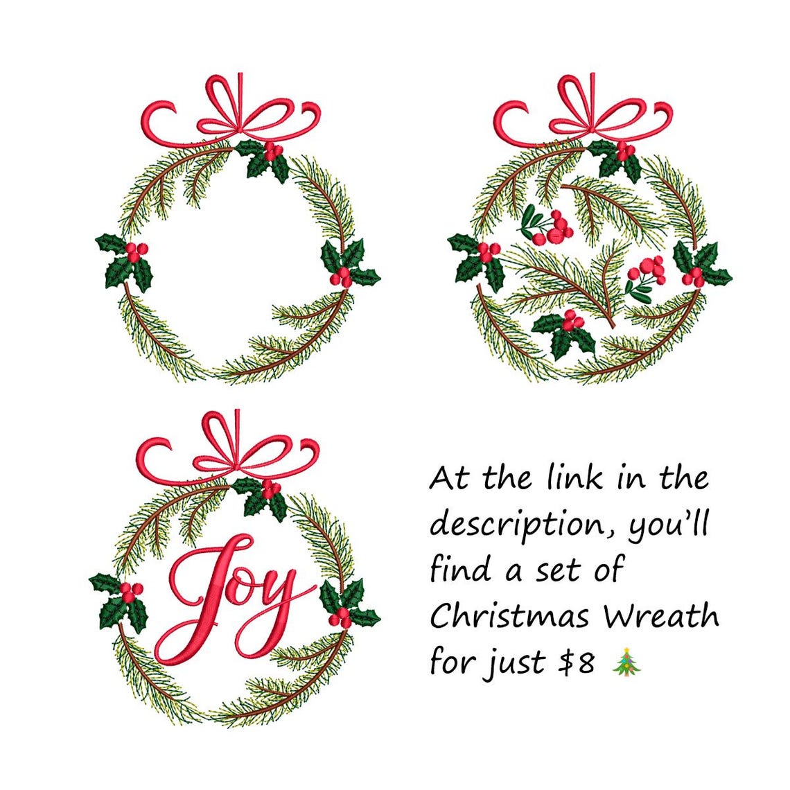 Christmas Wreath Machine Embroidery Design: Holiday Decor (digital ...