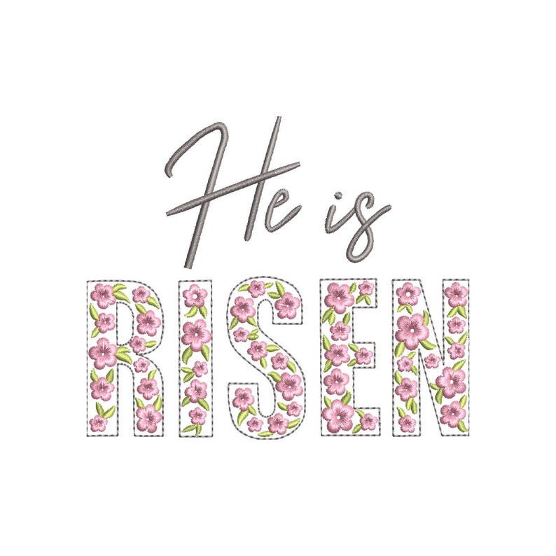 He is Risen Easter Embroidery Design | Christian Faith Lettering ...