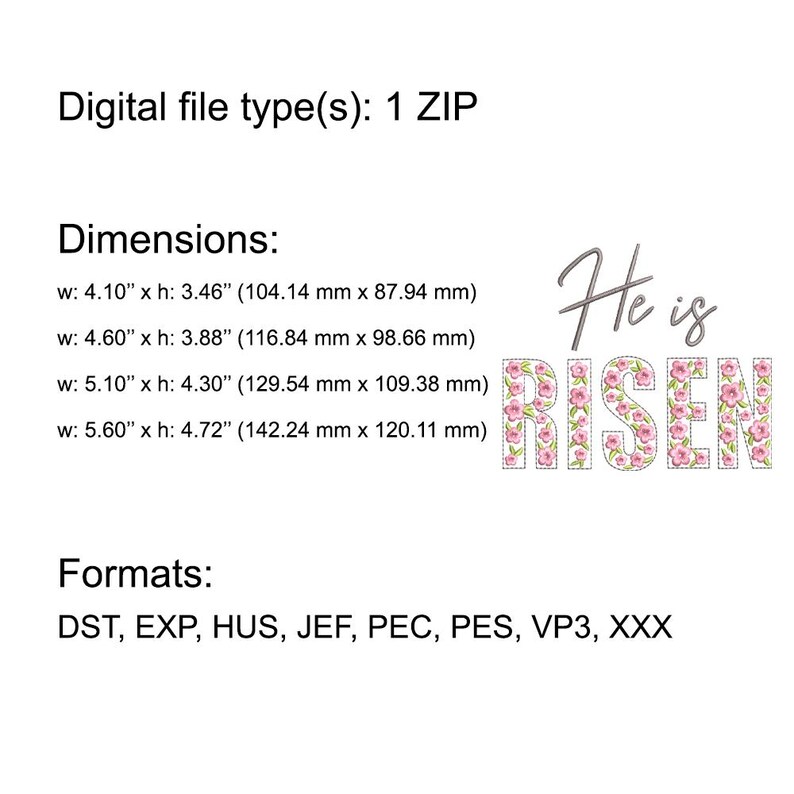 He is Risen Easter Embroidery Design | Christian Faith Lettering ...
